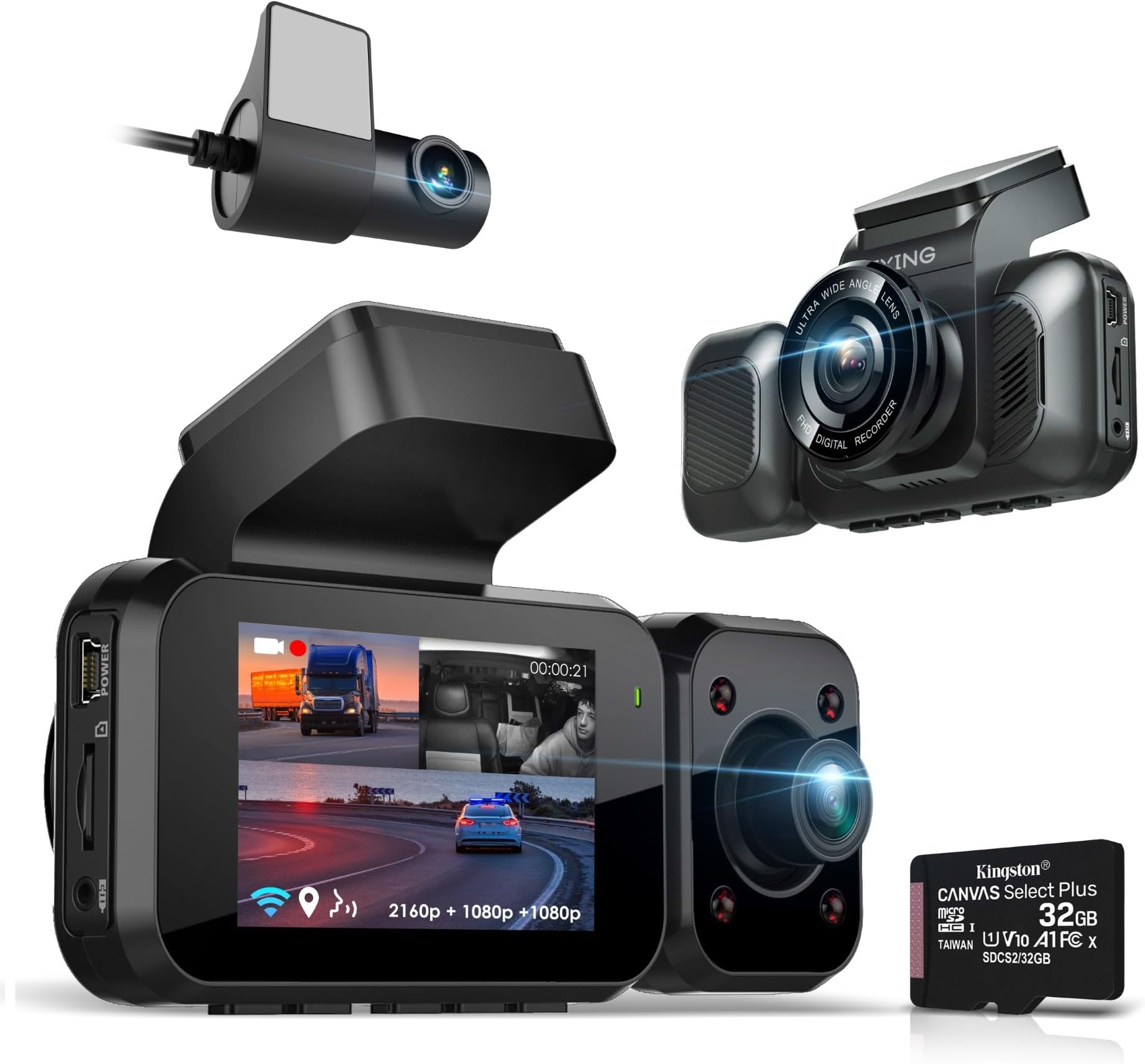 Amazon.com: RexingUSA V1P 4K Dual Channel Dash Cam 4K+1080p w/Wi-Fi, 2. ...