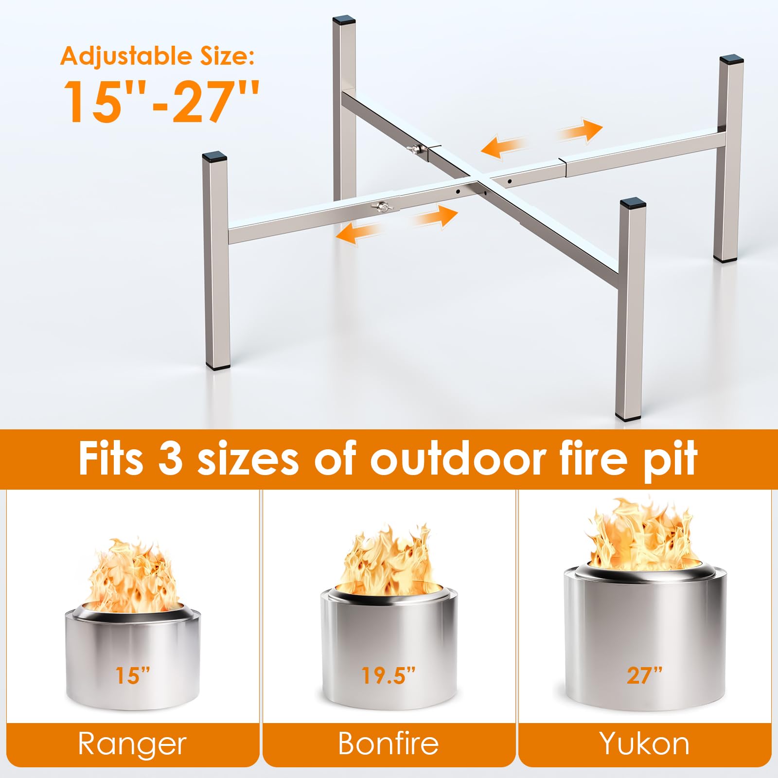 Portable Fire Pit Base VEVOR Adjustable Fire Pit Stand With Casters ...