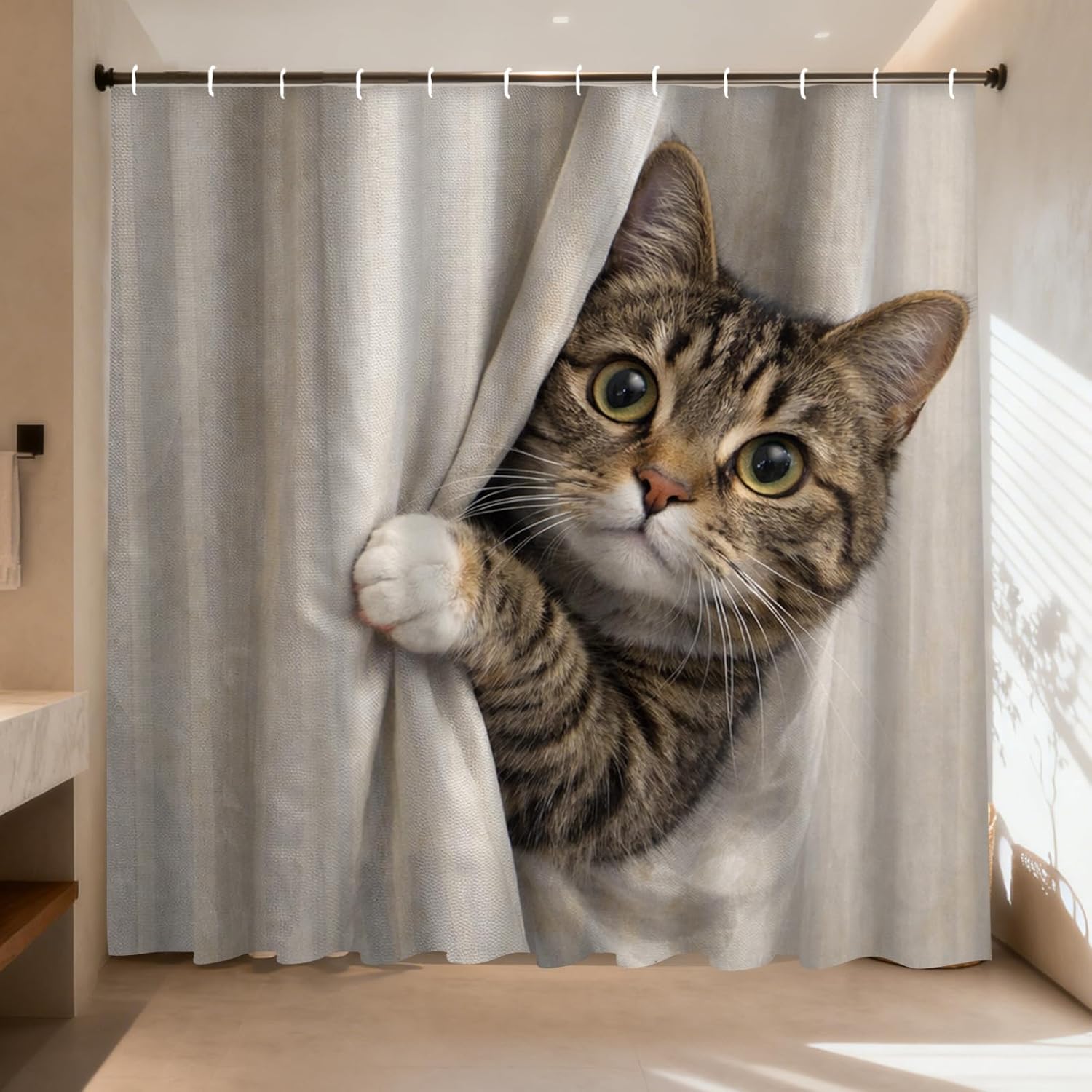 Amazon.com: Nuxovilar Shower Curtain with Hooks, 72x72 Inches Polyester ...