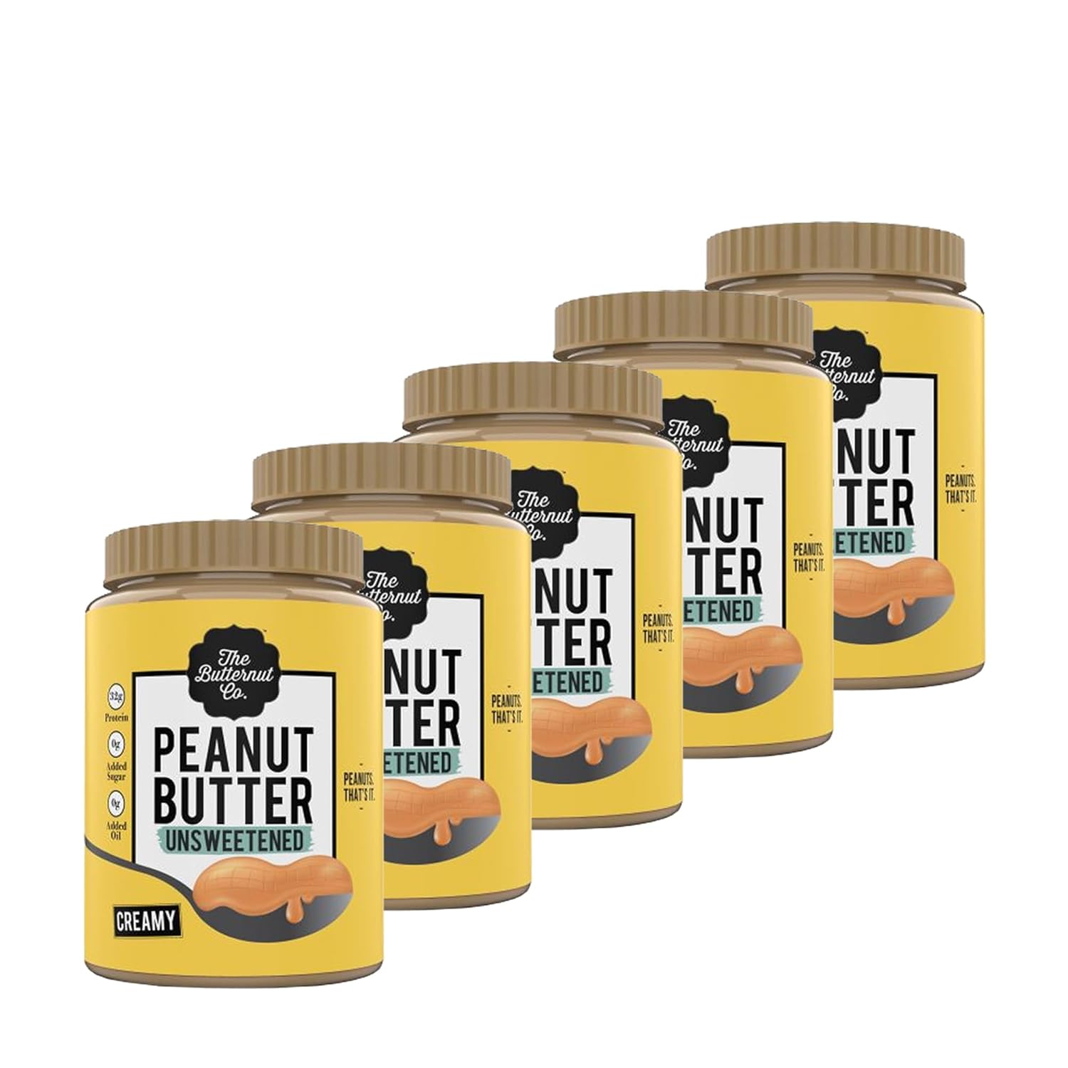 The Butternut Co. Creamy Unsweetened Peanut Butter 1Kg, 32 g High ...