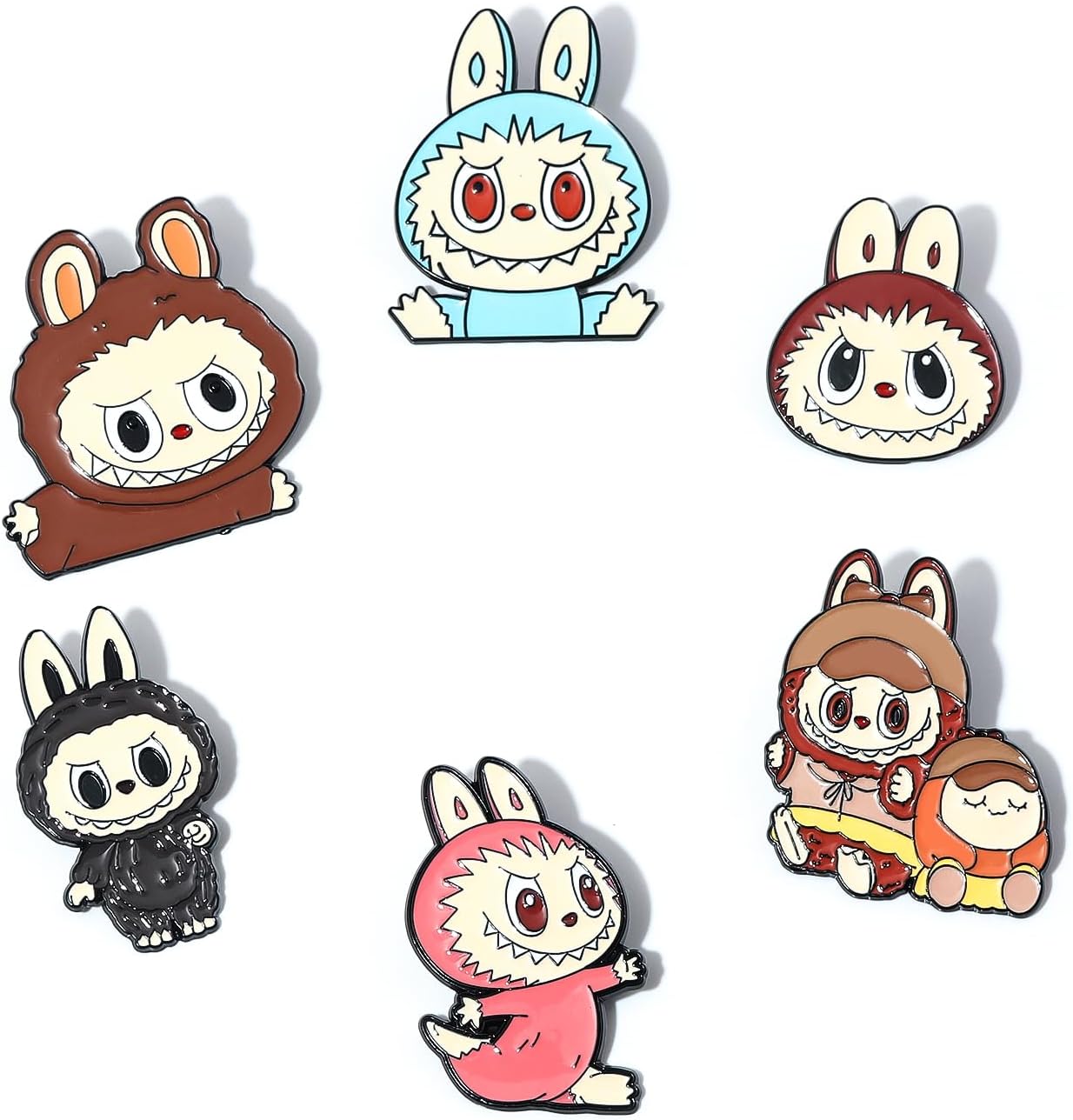 6PCS Labubu Brooches Merchs Gifts - Nordic Forest Elf Pattern Enamel ...