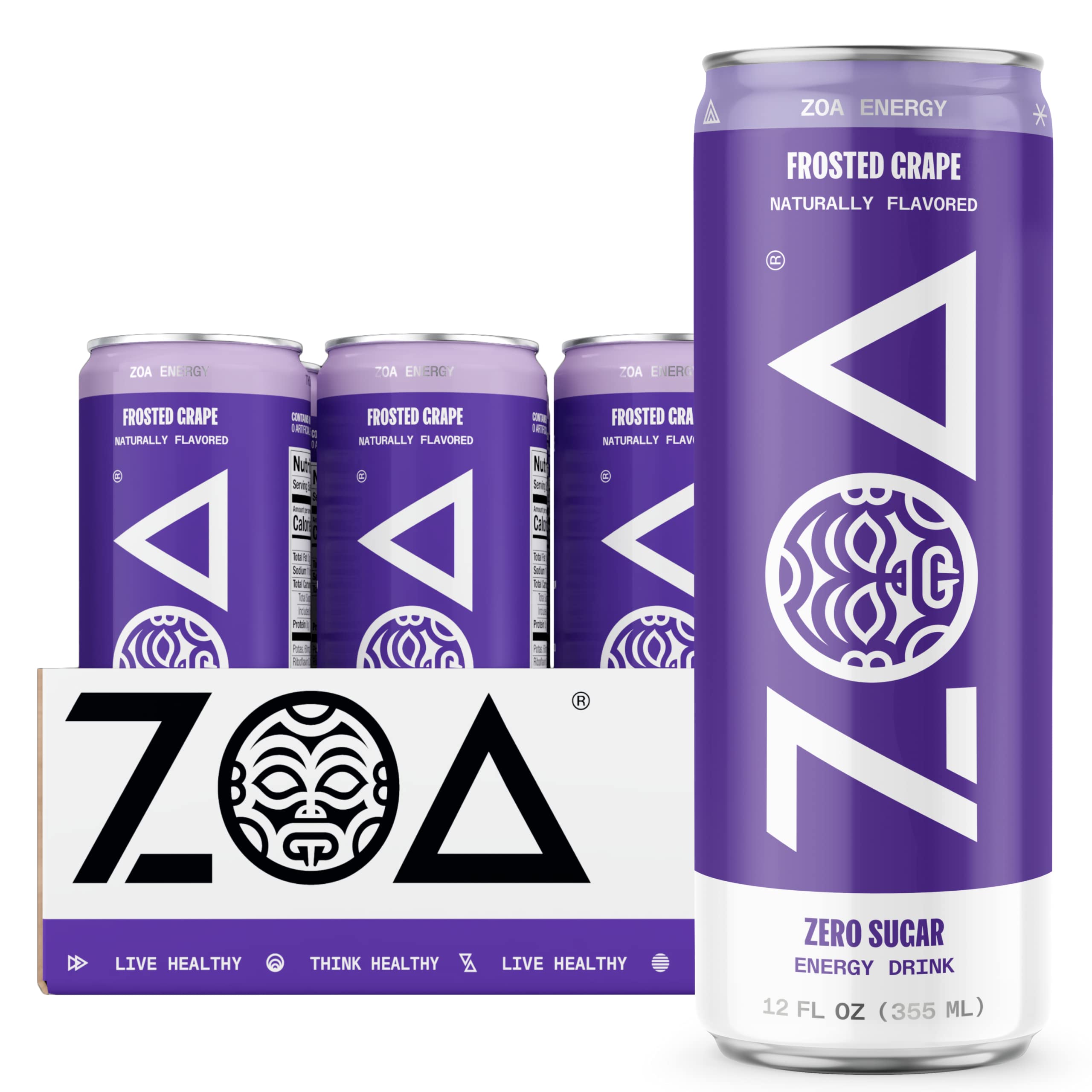 Snapklik.com : ZOA Zero Sugar Energy Drinks, Frosted Grape - Sugar Free