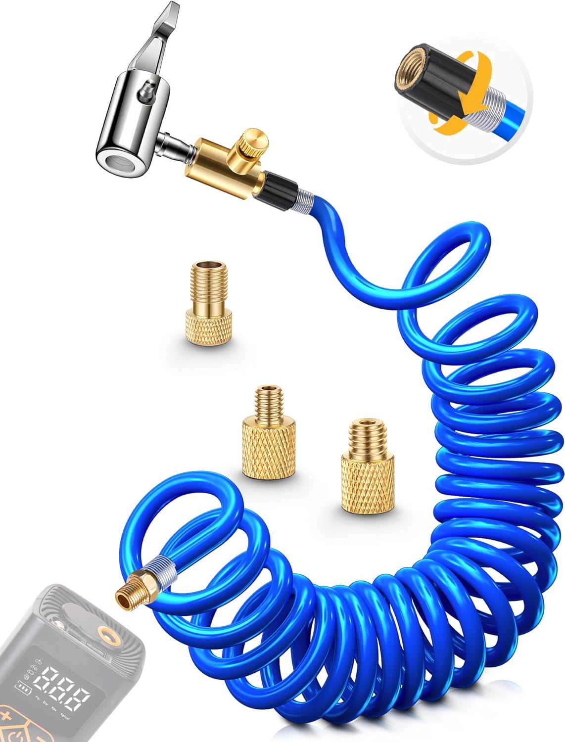 Amazon.com: EVOULTES 9.8 Ft PU Extended Tire Inflator Hose with Metal ...