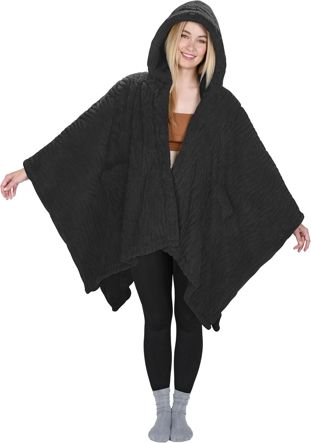 Amazon.com: Catalonia Women's Poncho Cape, Sherpa Cloak Coat, Snuggly ...