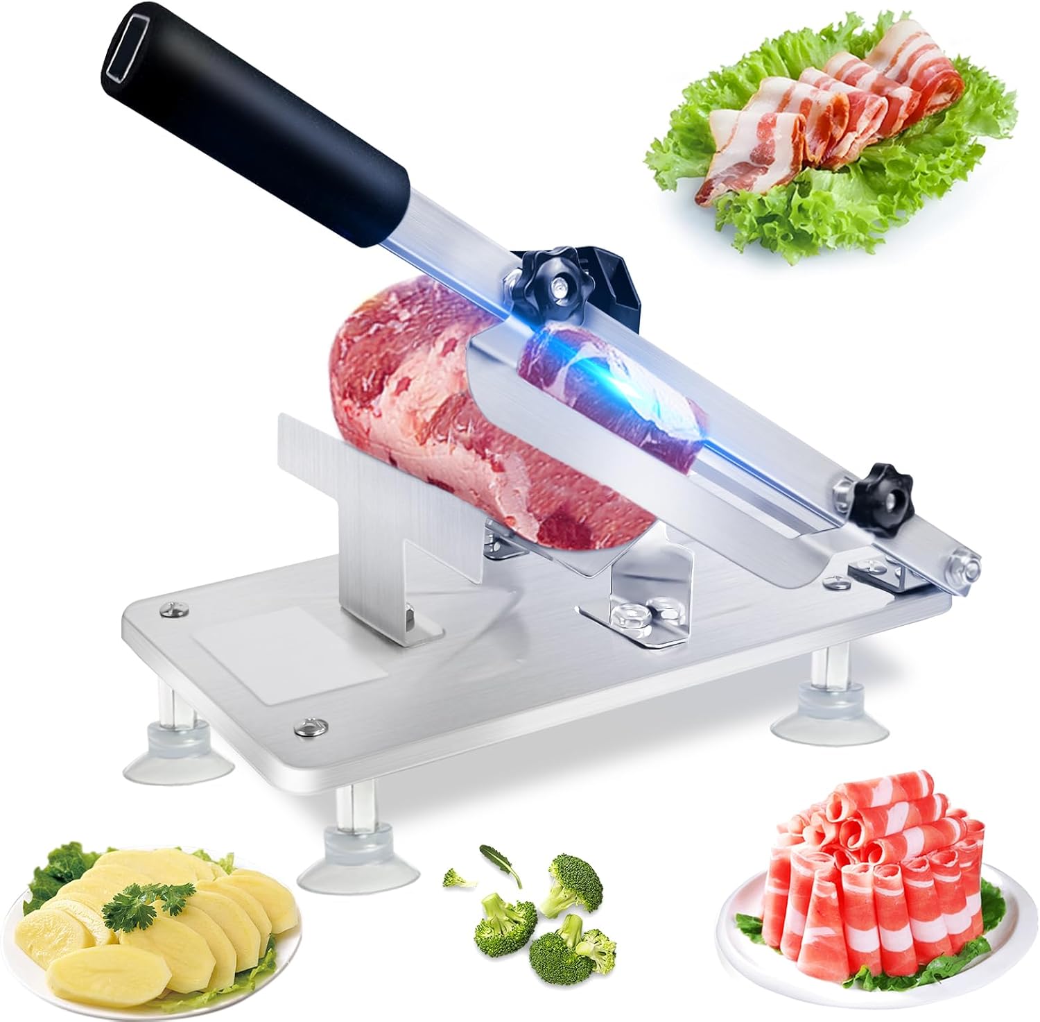 Amazon.com: Manual Frozen Meat Slicer Meat Cutter Upgraded Stainless ...