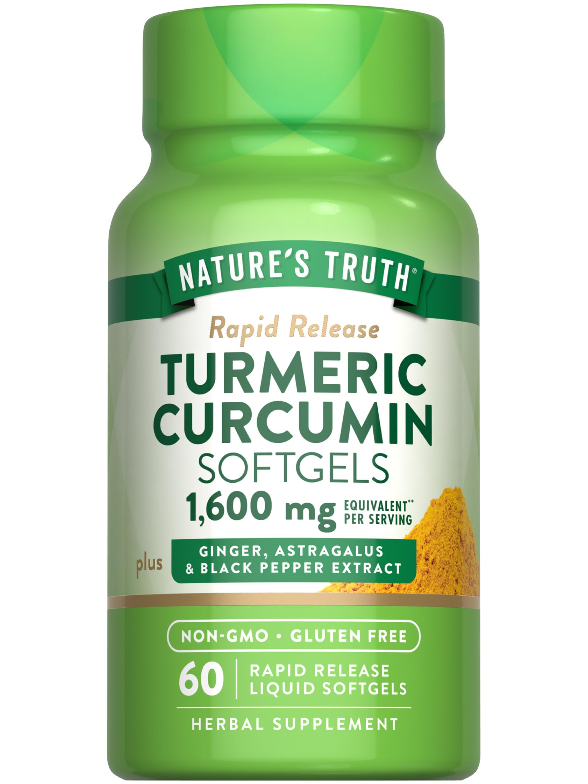 Amazon.com: Nature's Truth Turmeric Curcumin Complex | 1600mg | 60 Softgels | with Ginger ...