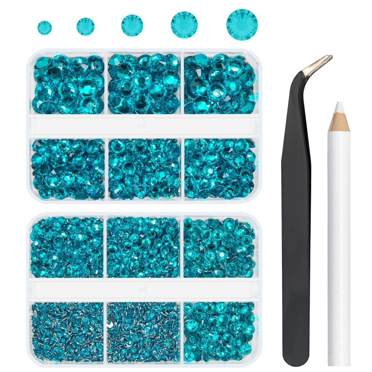 Amazon.com: qiipii 3060PCS Blue Zircon Resin Crystal Rhinestones for ...