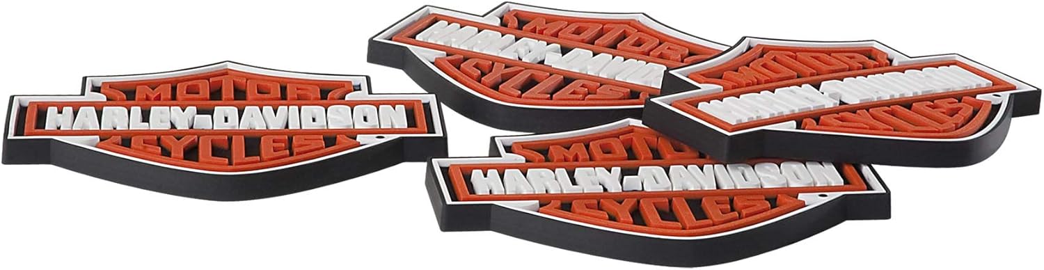 Amazon.com | Harley-Davidson H-D B&S Rubber Coaster Set. 5 x 4-Inches ...