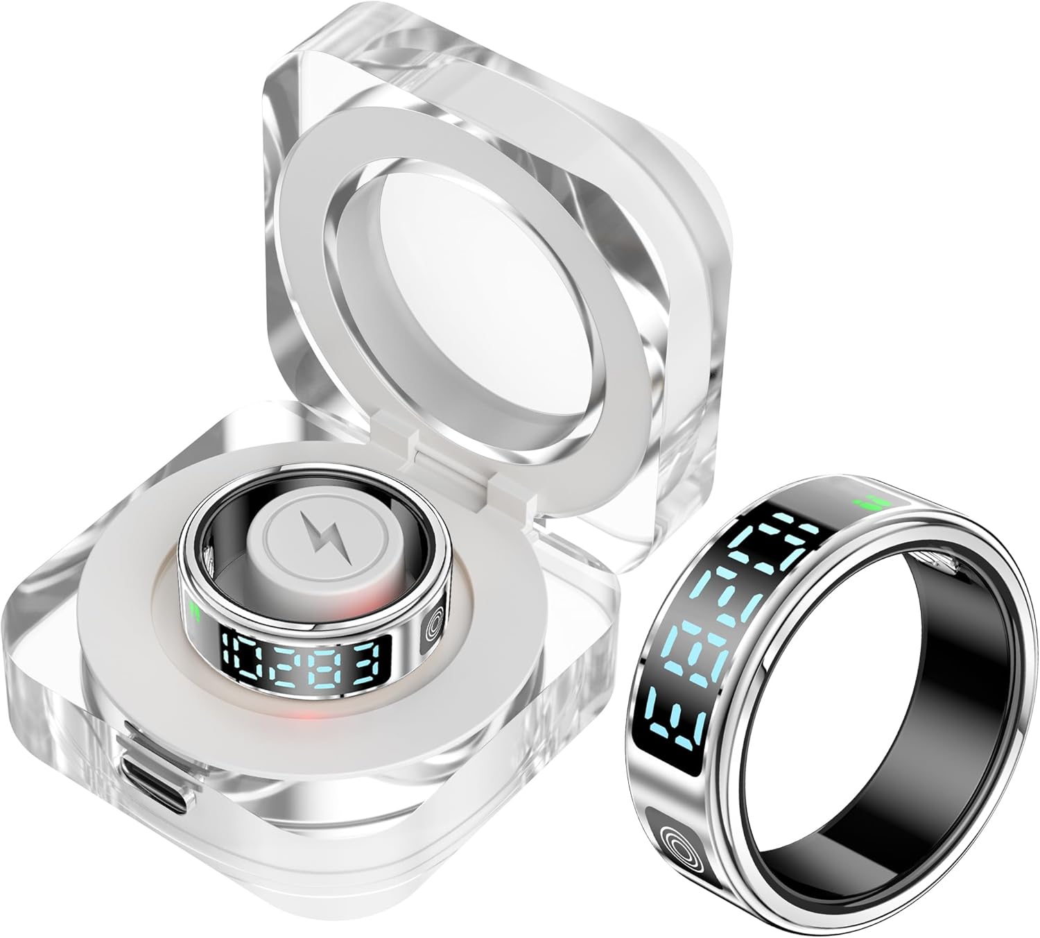 Smart Ring with Display Fitness Tracker Heart Rate Monitor Sleep ...