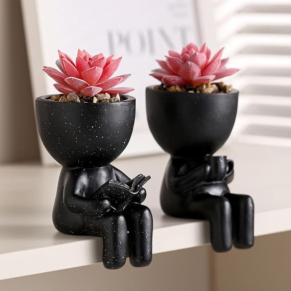 Amazon.com: TanQoVone 2pcs Fake Succulents Plants Artificial in People ...