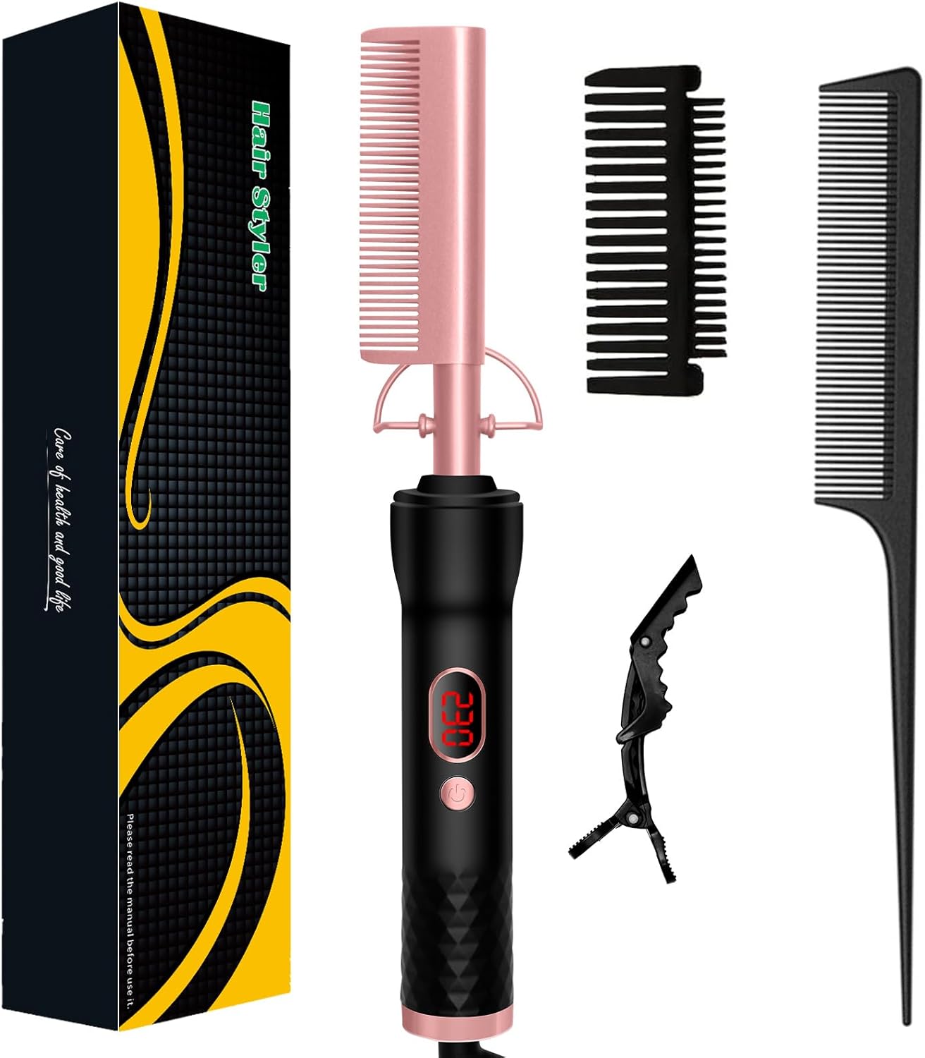 UKLISS Electric Hot Comb for Wigs,Atraightening Comb with LCD 120-230 ...