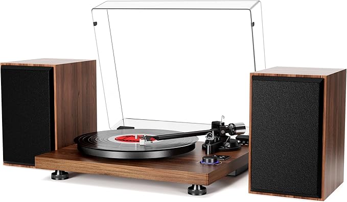 Bluetooth Record Player Wireless Turntable HiFi System Wooden Bluetooth ...