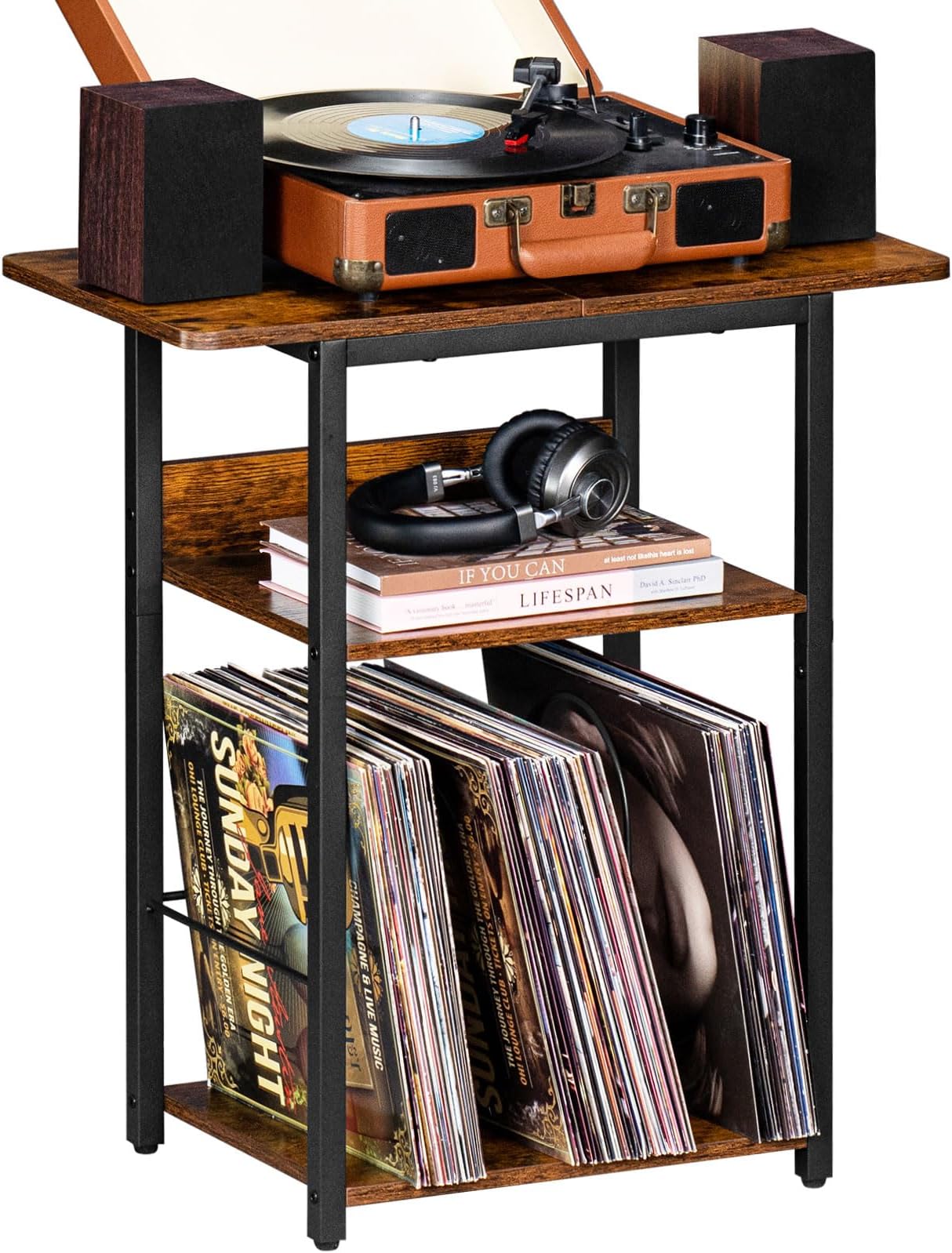 Amazon.com: BOLUO Record Player Stand with Vinyl Storage, Turntable ...