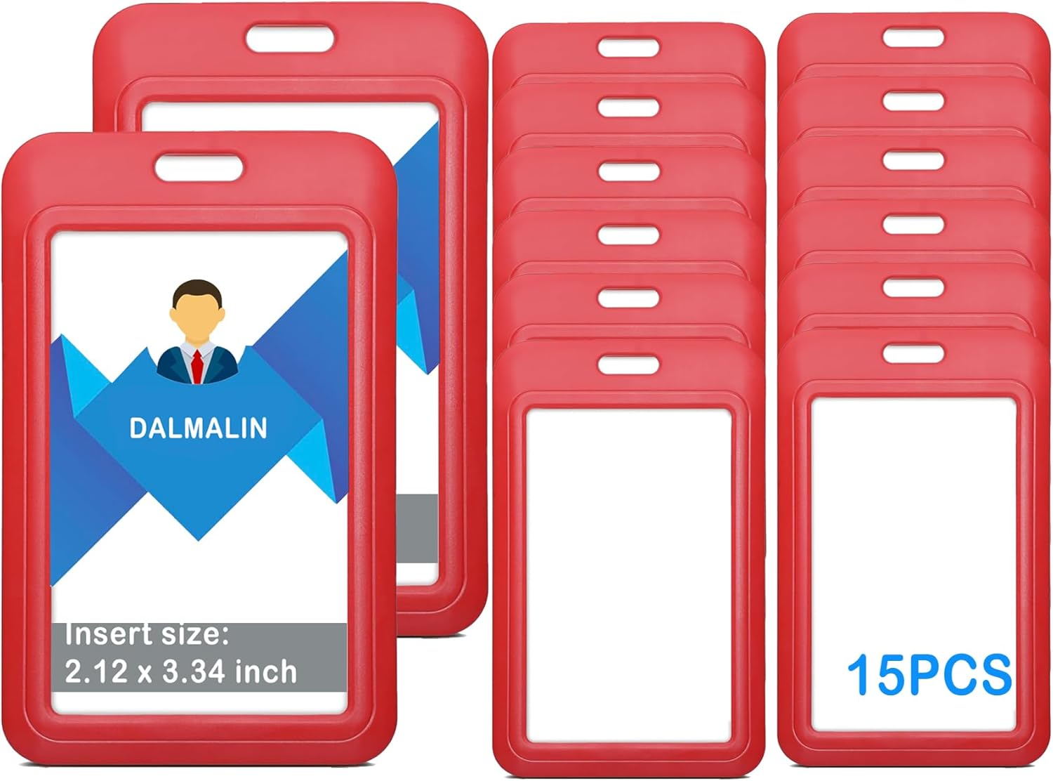 Amazon.com : 15 Pack Sliding ID Badge Holder Vertical Hard Plastic Card ...