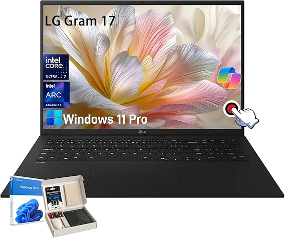 Amazon.com: LG 2025 Gram 17 Touchscreen Laptop - 17" WQXGA Touch Display, Intel Ultra 7 Series 2 ...