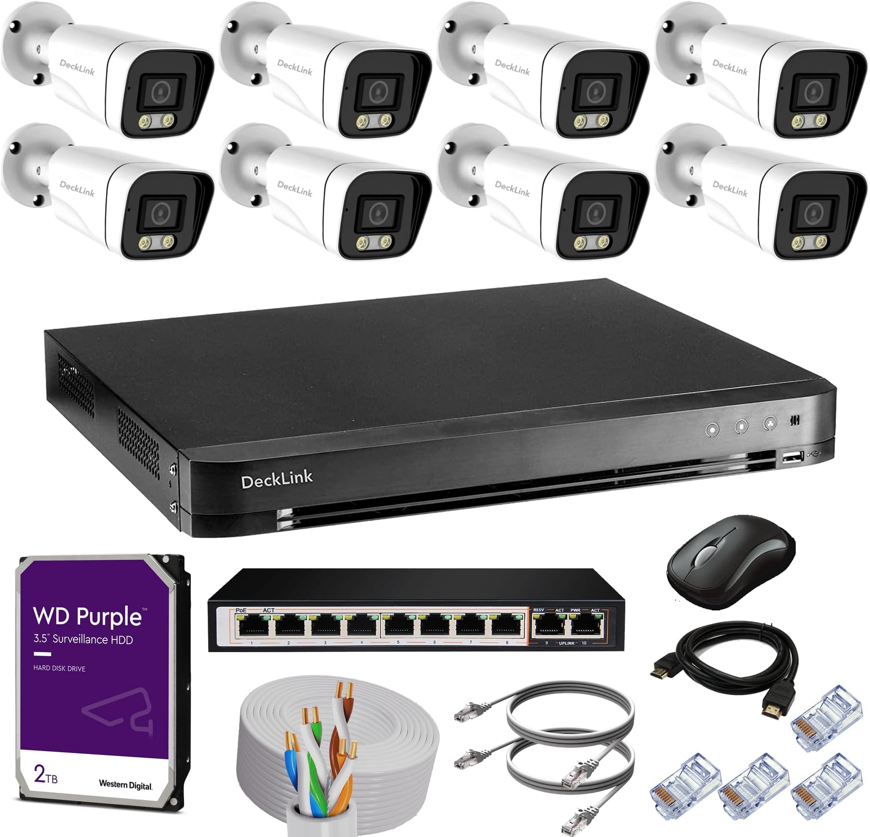 DeckLink 8MP IP CCTV Camera Full Set Metal Body Audio MIC inbuilt, PoE ...