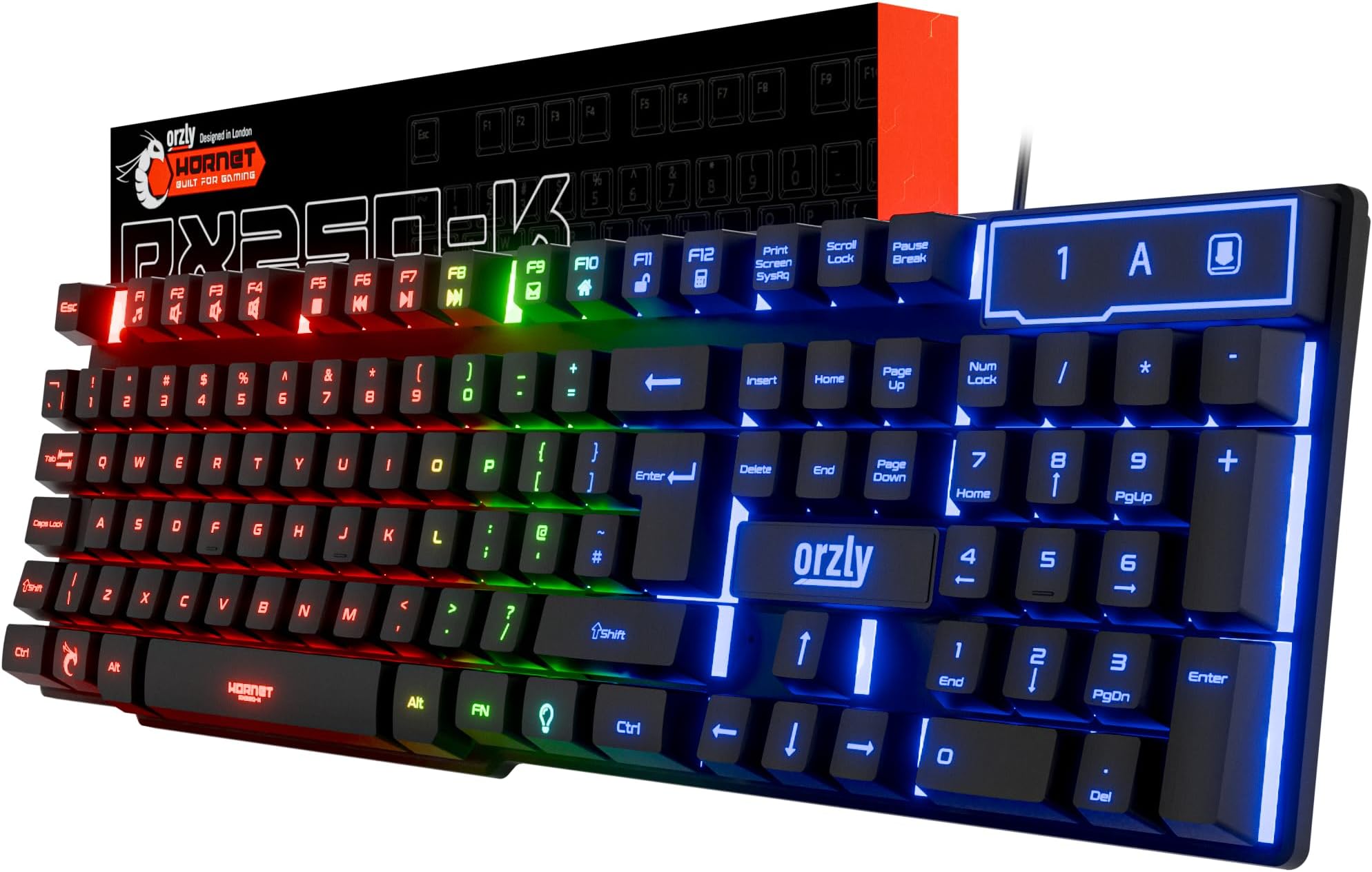 Orzly Gaming Keyboard RGB USB Wired Rainbow Keyboard Designed for PC ...
