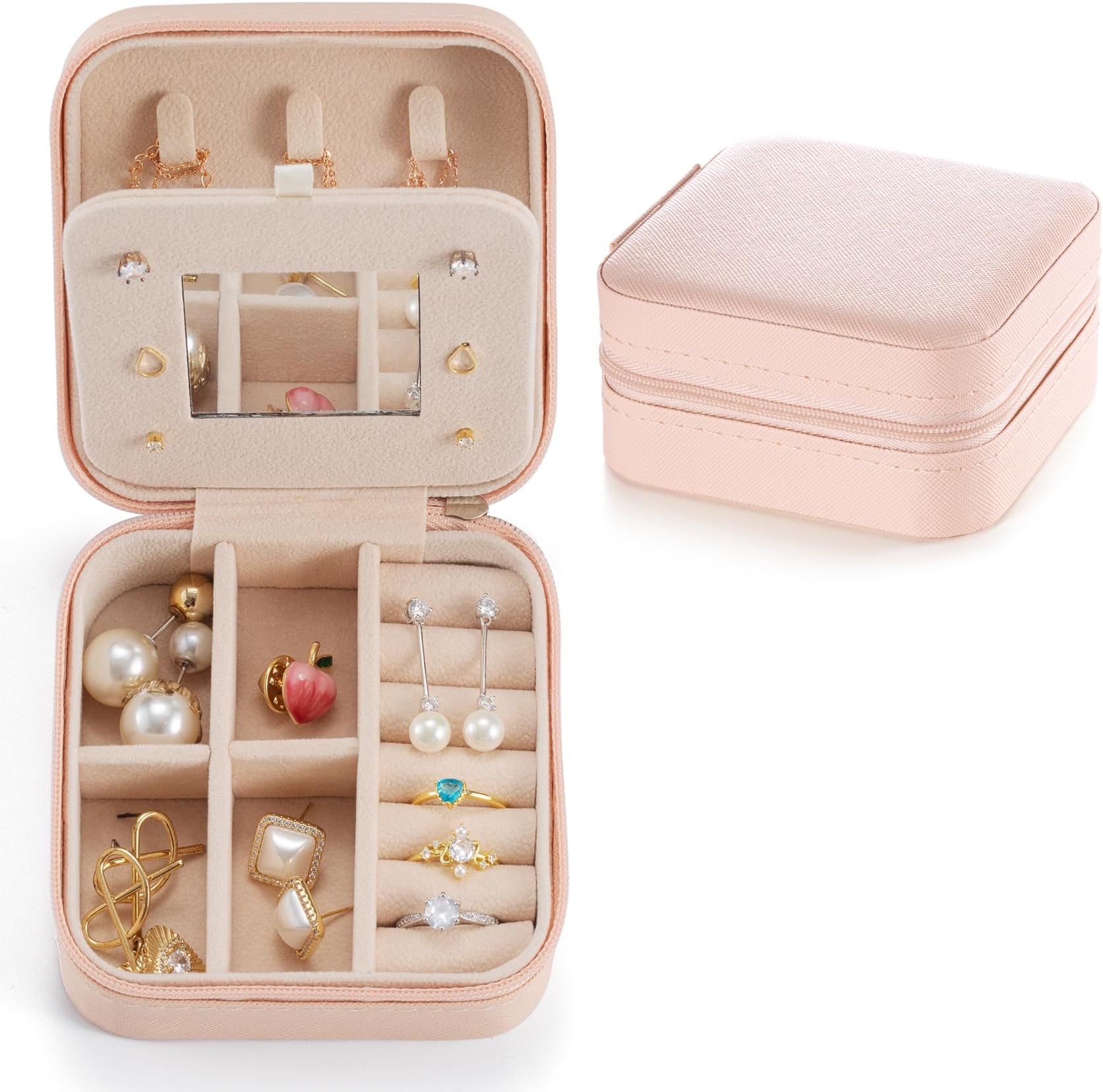 Amazon.com: FOME Small Jewelry Box, Mini Travel Jewelry Box Organizer ...