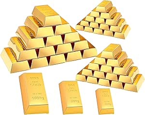 Amazon.com: Honoson 48 Pcs Gold Bars Fake Gift Box Foil Gold Bar Party ...