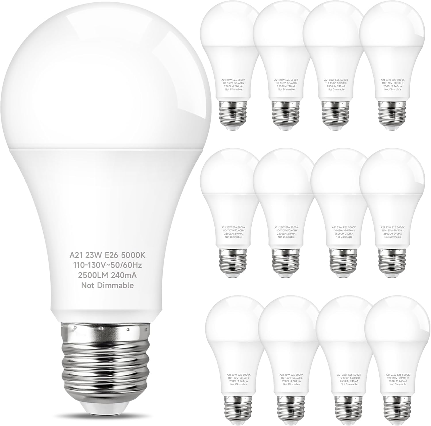 LED Light Bulbs, 150-200W Equivalent 2500 Lumens, A21 23W LED Super Bright Light Bulb, 5000K ...