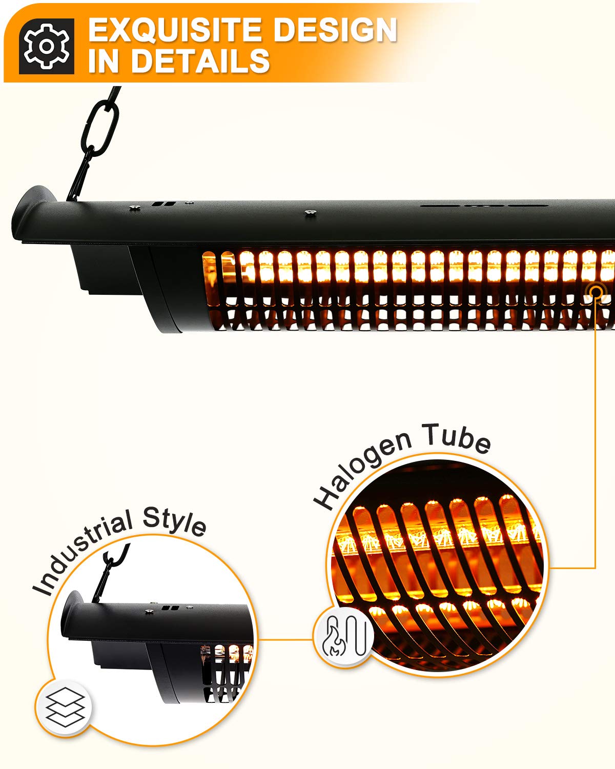Star Patio Electric Patio Heater, Outdoor Heater, 750W/1500W Ceiling ...