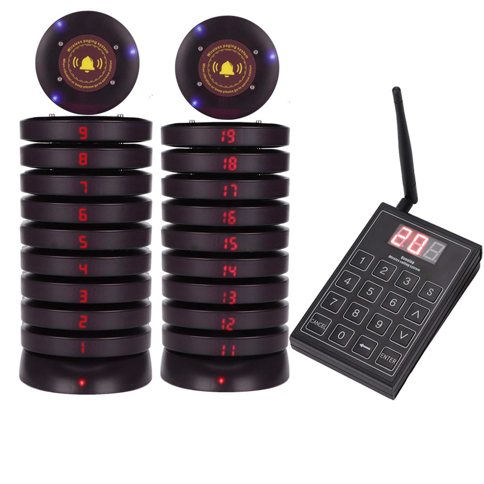 Buy Wireless Calling Pager, 1 Keyboard Transmitter 20 Buzzer Receiver ...
