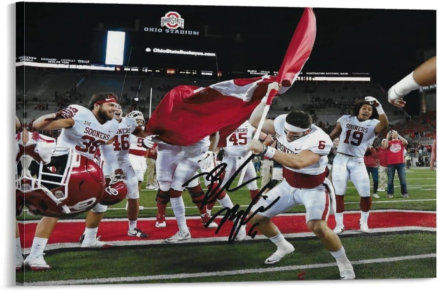 Amazon.com: Oklahoma Sooners Baker Mayfield Planting The Flag Autograph ...