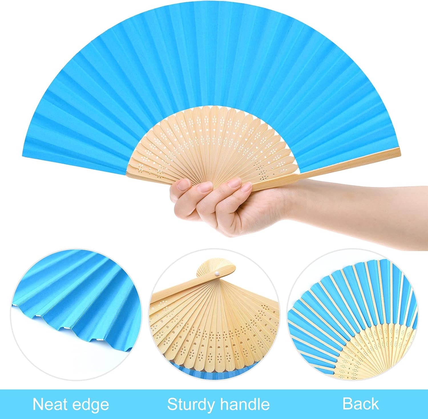 FEPITO 20 Pcs Handheld Paper Fan Paper Folding Fans with Bamboos for ...