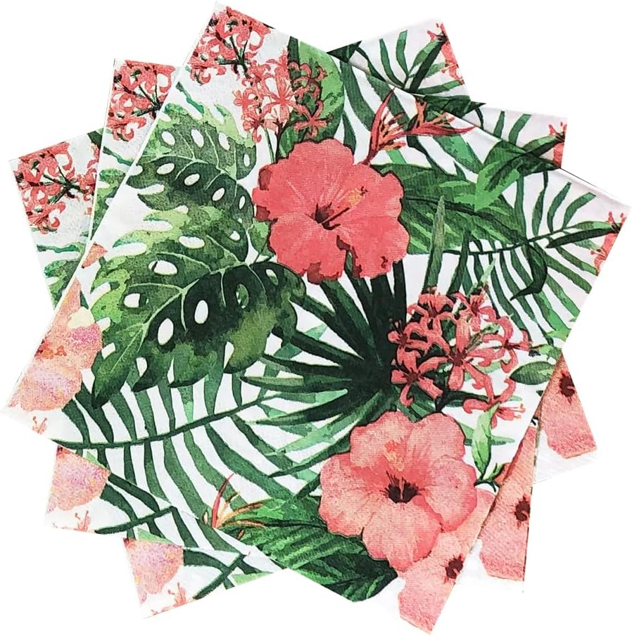 Amazon.com: 40pcs Tropical Luau Paper Napkins Disposable Summer ...