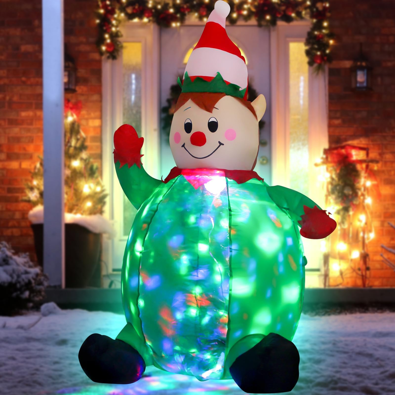 Amazon.com: Gemmy Christmas Inflatable Elf, 4 ft Tall, Multi : Patio ...