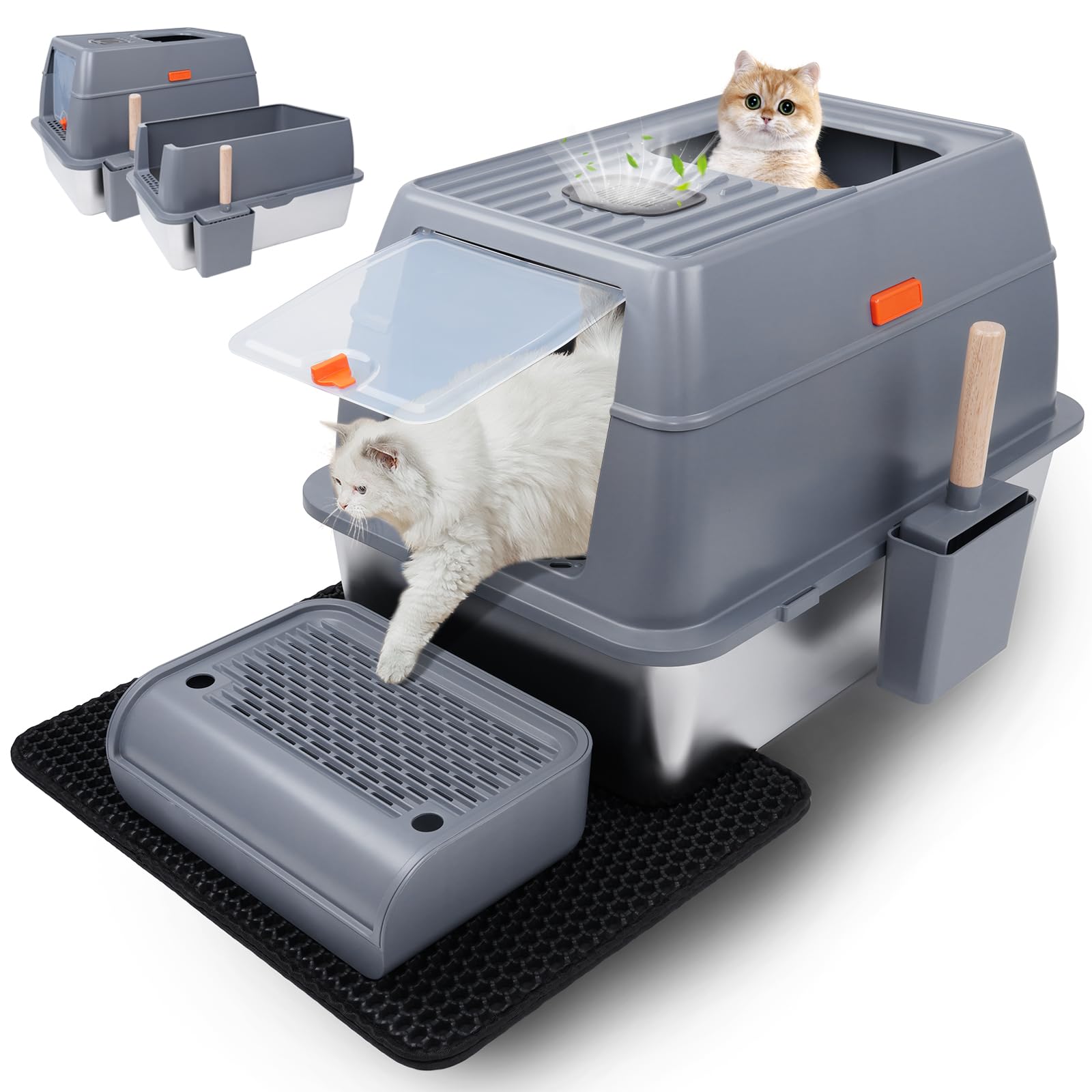 Amazon.com: Stainless Steel Cat Litter Box with Lid, Extra Large ...
