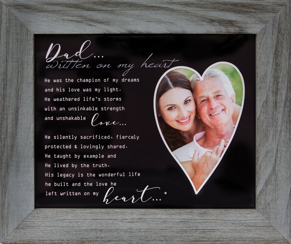 Amazon.com: Written on my Heart Distressed Gray Memorial Photo Frame ...