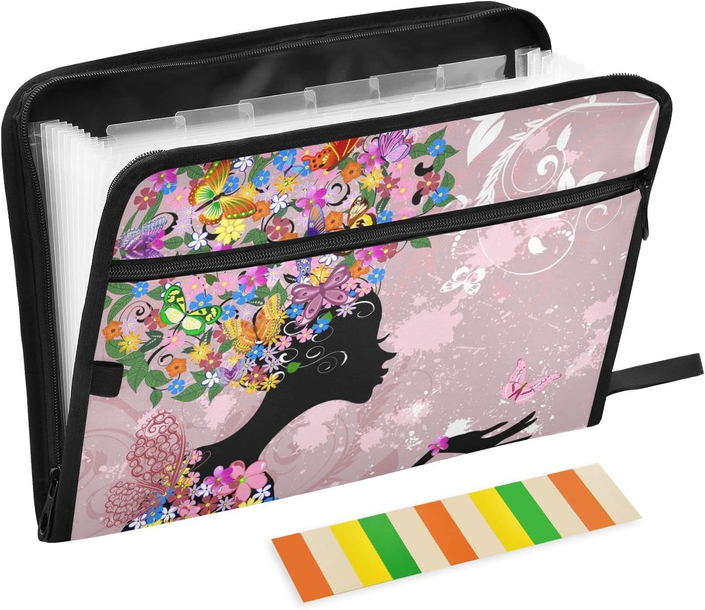 Flower Lady with Butterflies Expanding File Folder for Documents A4 ...