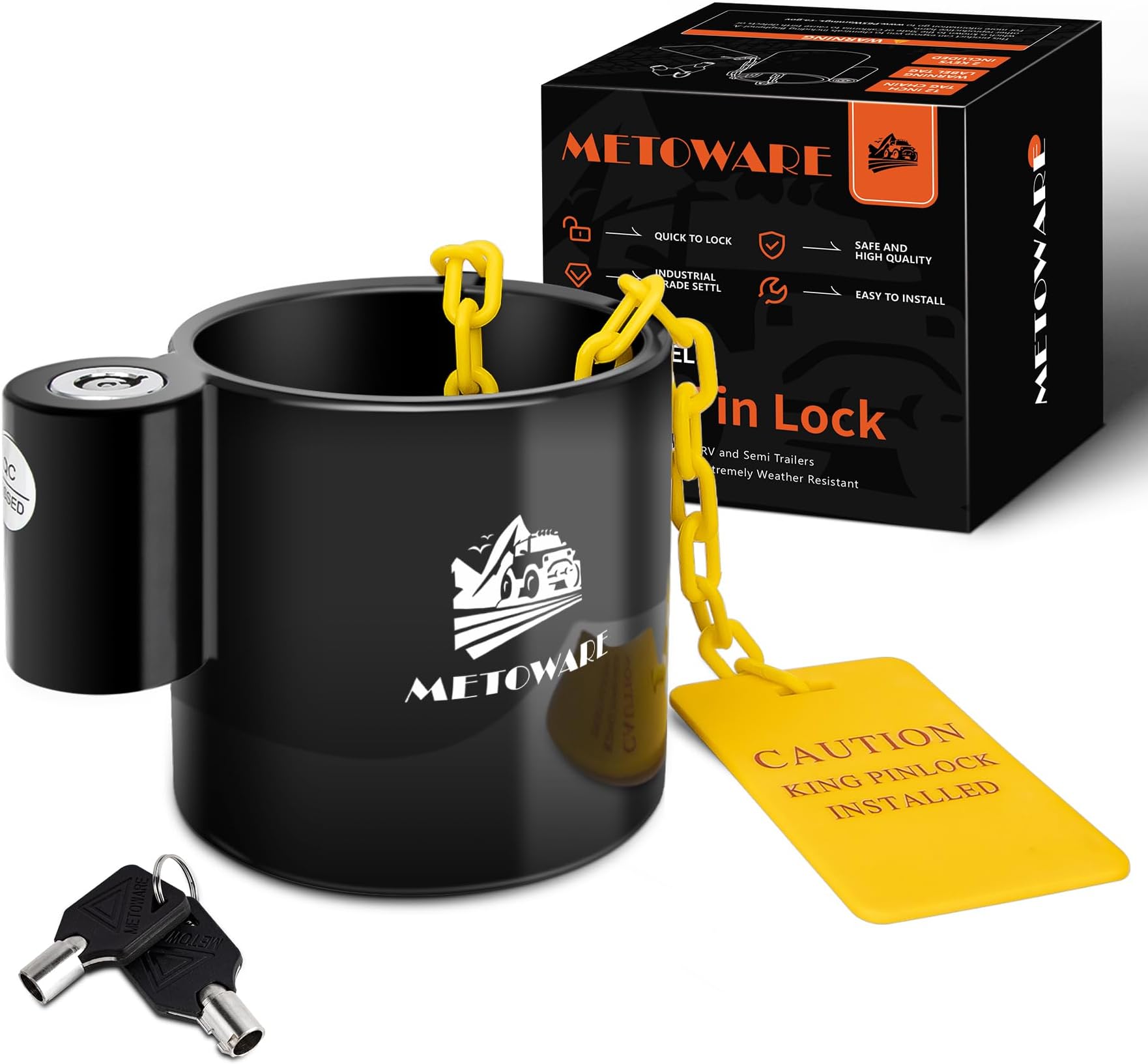 Amazon.com: METOWARE 5th Wheel King Pin Lock with Warning Tag for 5th ...