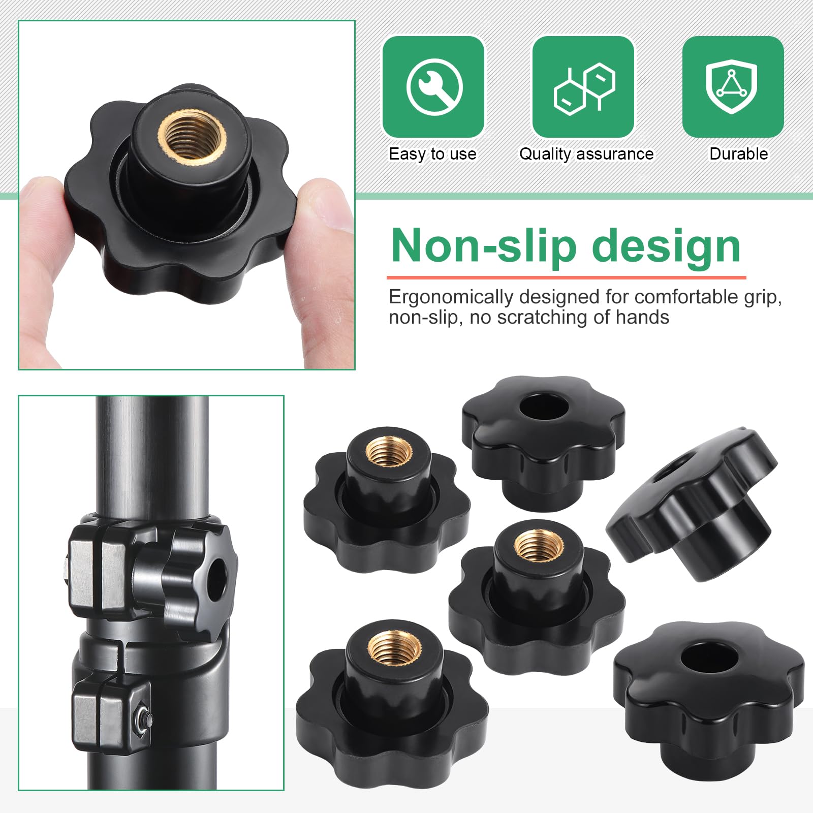 Snapklik.com : OCR 10Pcs 7 Star Through Hole Knob M12 Knurled Thread ...