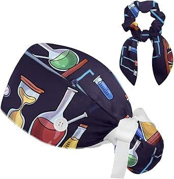 RODAILYCAY Science Lab Drawing Concept Button Bouffant Hats, Working ...