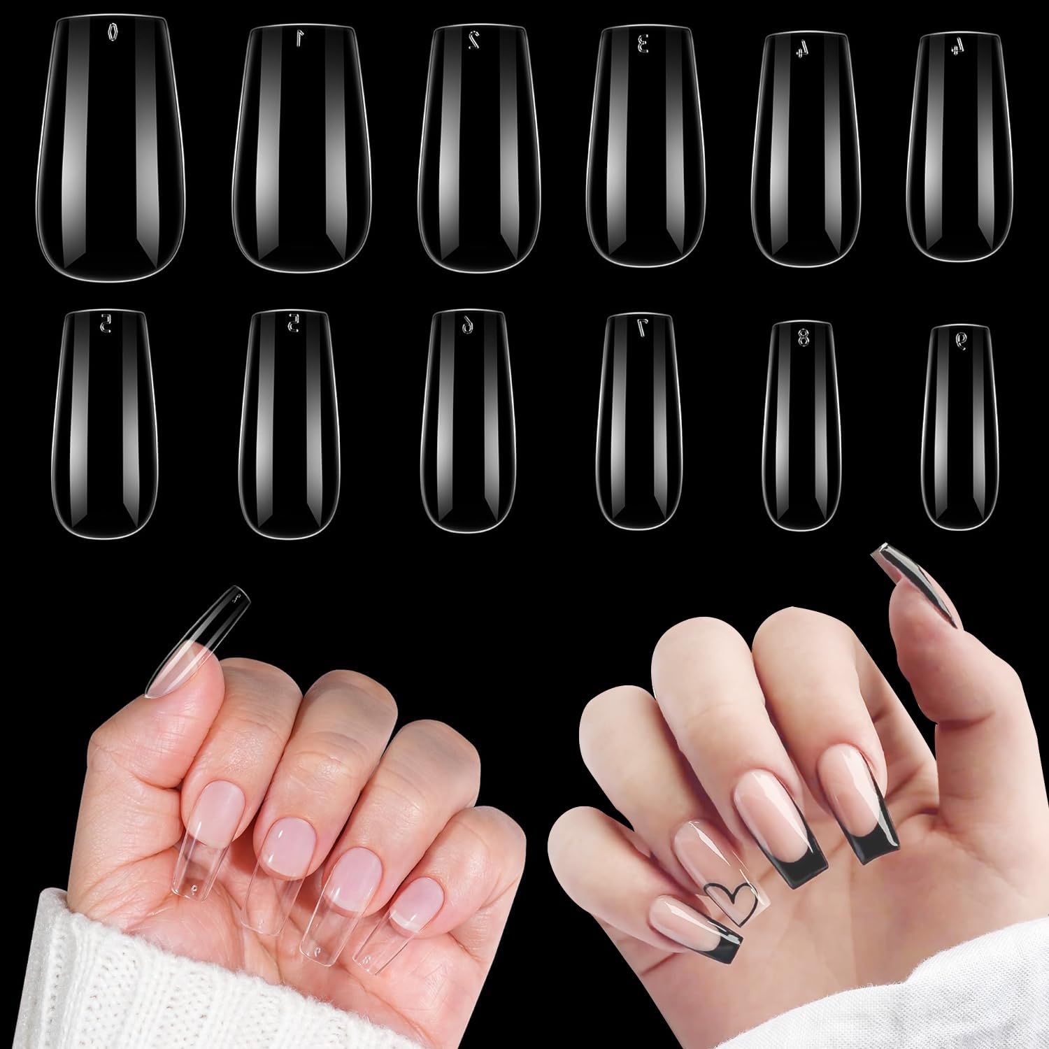 Soft Gel Nail Tips, 1008Pcs Short False Nail Tips Square Pre Shaped ...