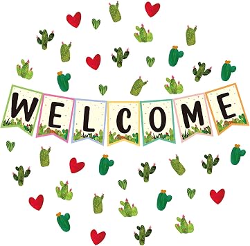 Amazon.com: 56pcs Cactus Welcome Bulletin Board Set for Classroom ...