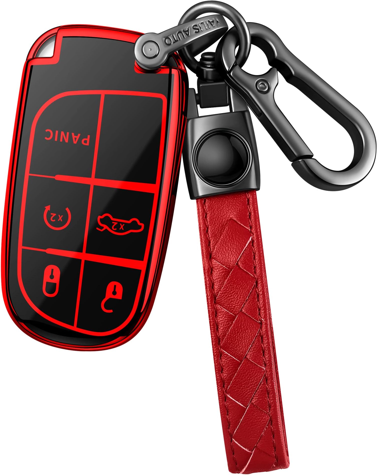 Amazon.com: Sindeda for Jeep Key fob Cover with Leather Keychain Soft ...