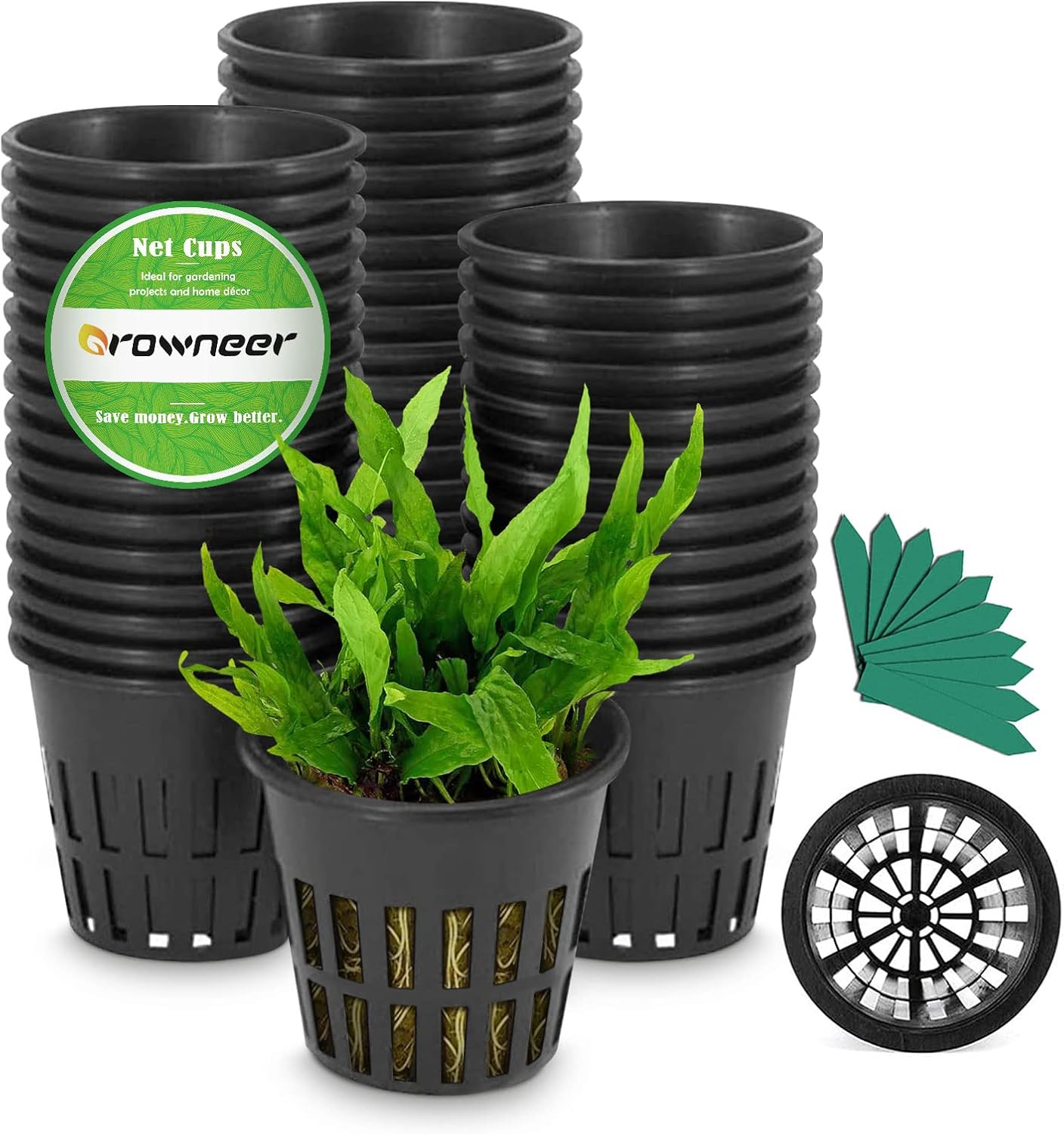 Amazon.com : GROWNEER Net Pot, 50 Pcs 3 Inch Garden Slotted Mesh Net ...