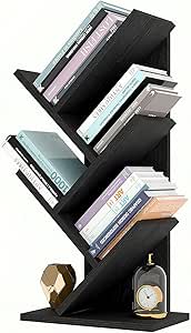 Amazon.com: YMYNY 4 Tier Tree Bookshelf, Small Bookcase, Modern Wood ...