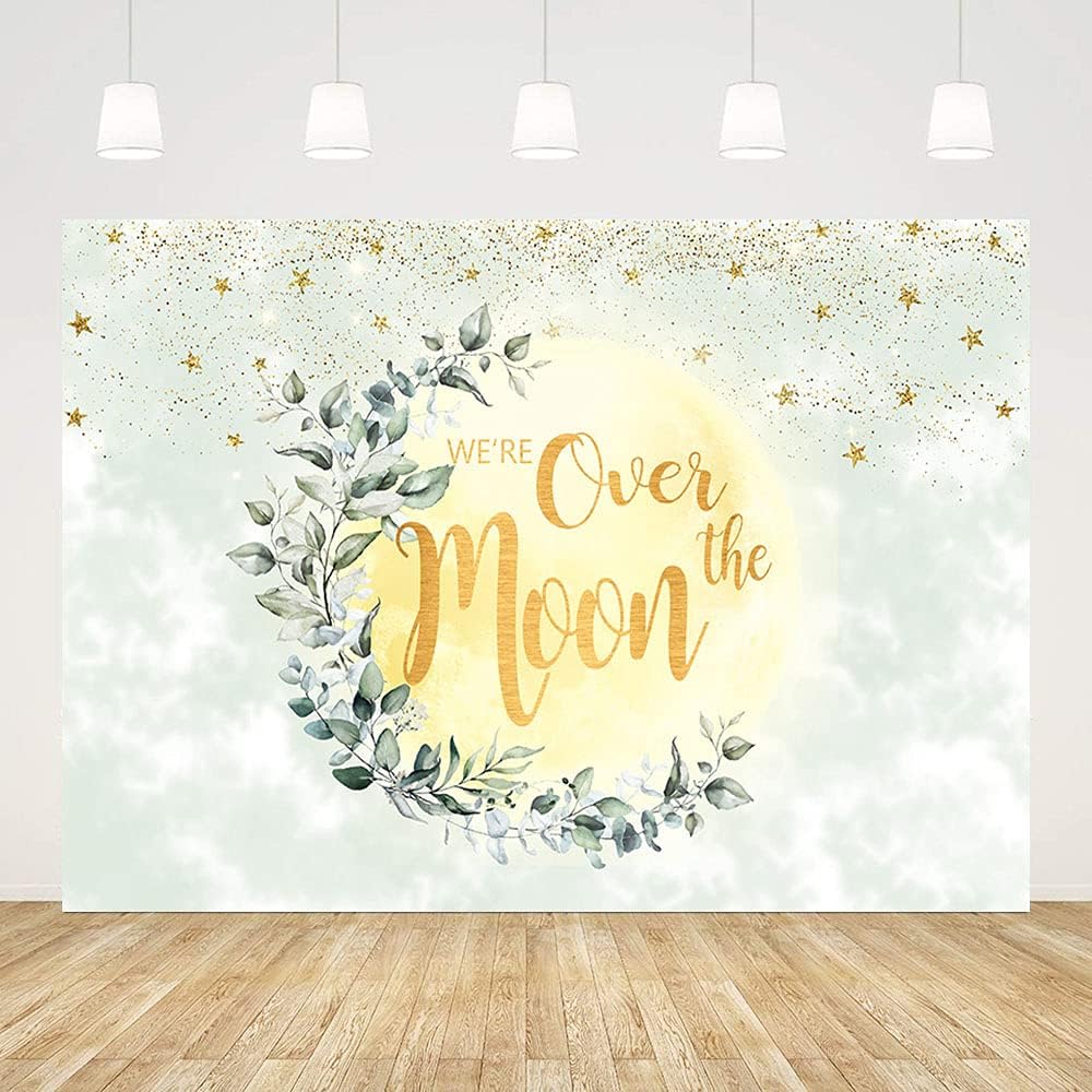 Buy MEHOFOND We are Over The Moon Backdrop Baby Shower Birthday Party ...
