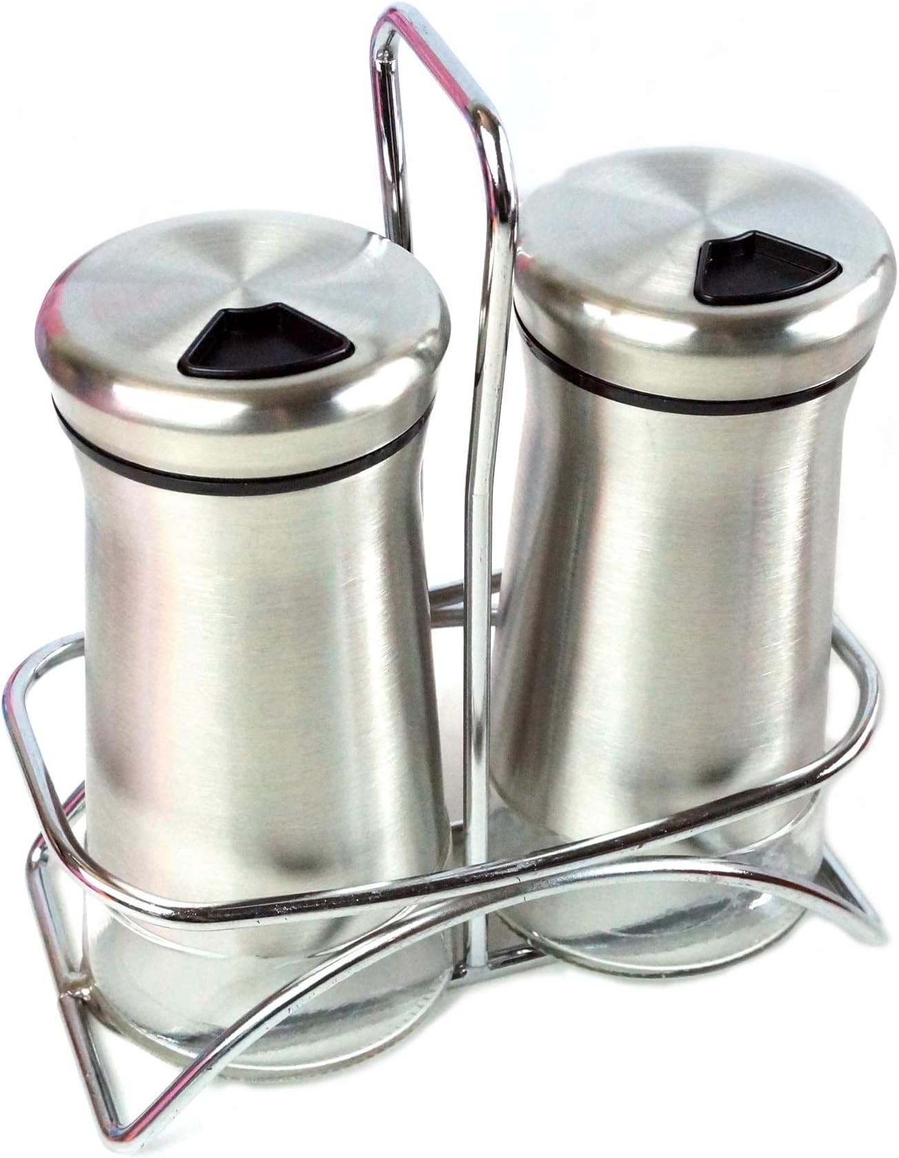 Amazon.com: Pepper & Salt Shakers Stainless Steel Cover Glass Bottom ...