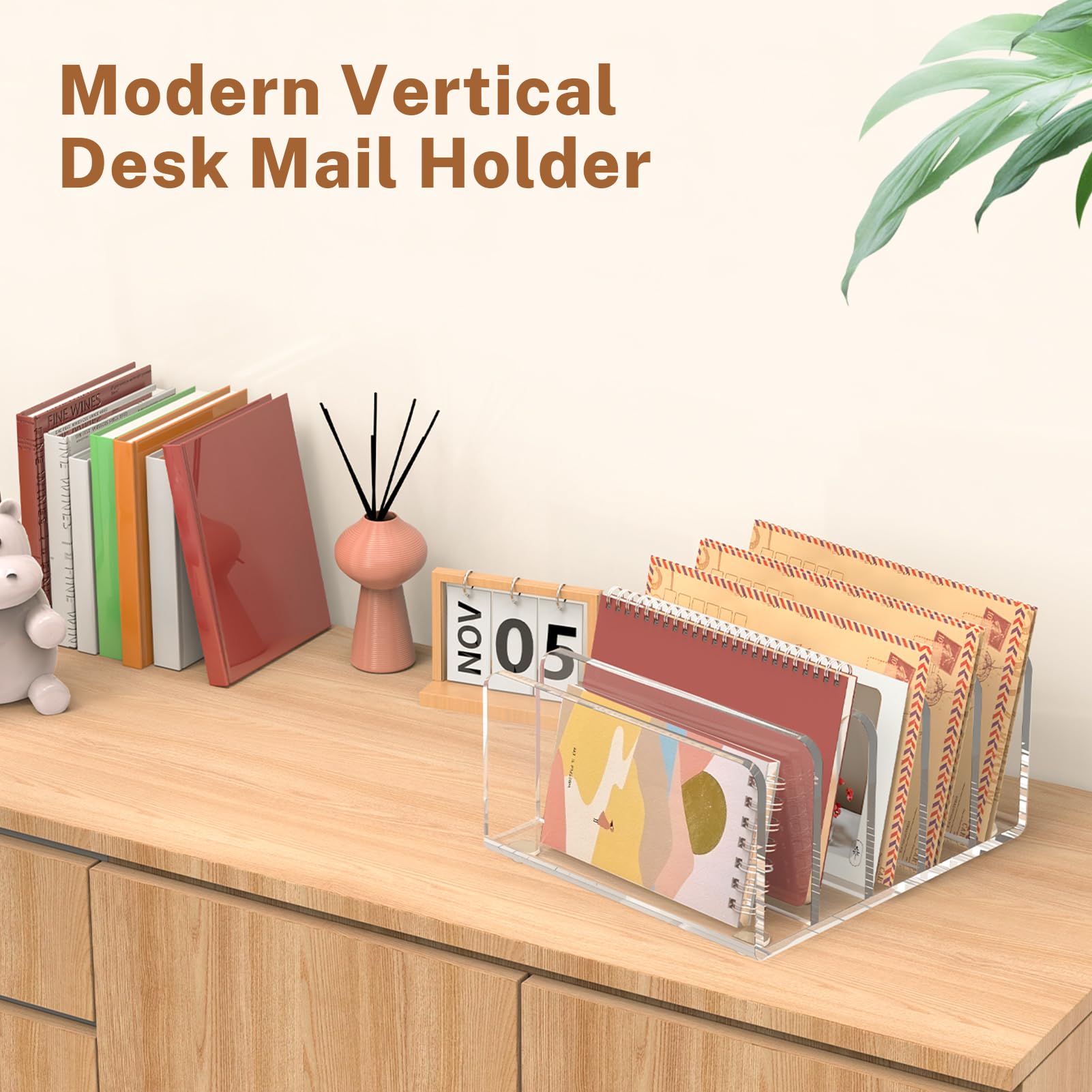 Snapklik.com : 5 Section Mail Organizer, Clear Acrylic Letter Organizer ...