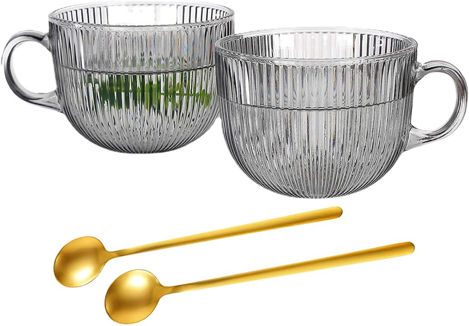 Amazon.com | Large Clear Glass Coffee Mugs Set of 2,14.8 oz(440ml)-Wide ...