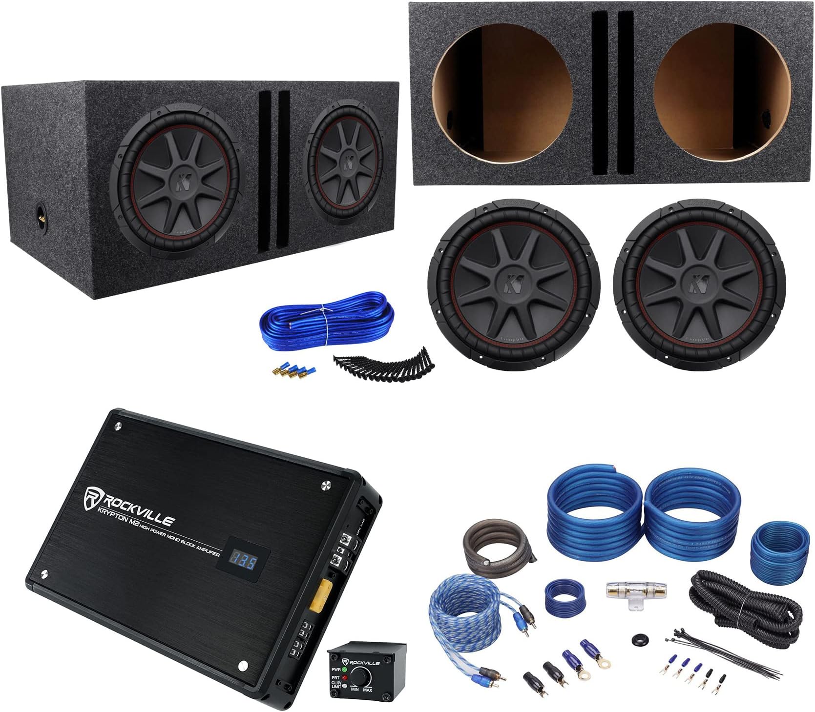 Amazon.com: Kicker Comp R 12 Inch Dual Subwoofer in Vented Enclosure ...
