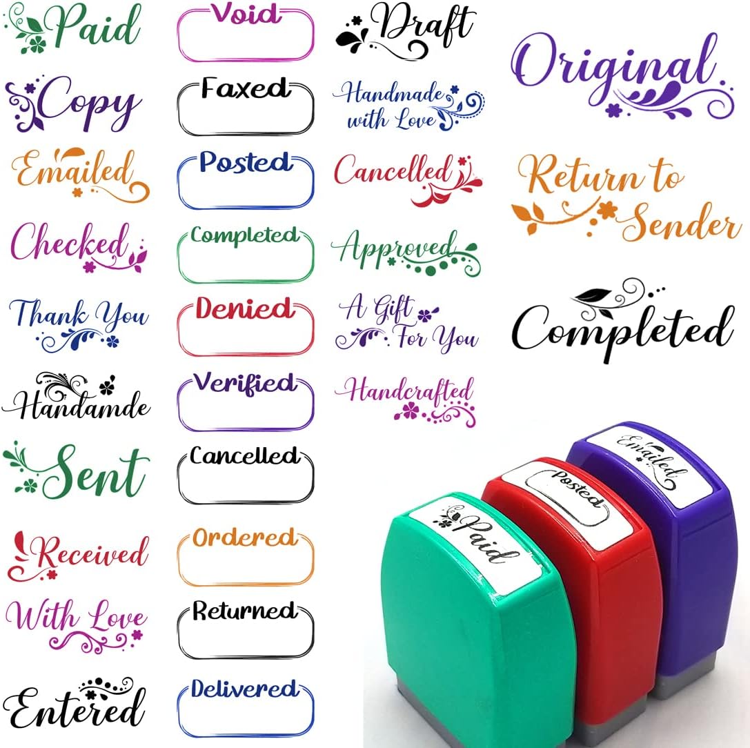 Amazon.com : Set of 3 pcs message account stamp, fancy design paid ...