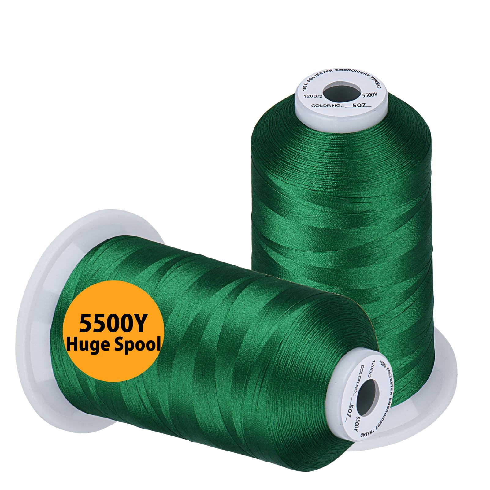 Amazon.com: Simthread Embroidery Thread 5500 Yards Green 507, 2 Huge ...