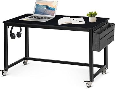 Amazon.com: Tangkula Folding Computer Desk with 3 Storage Drawers ...