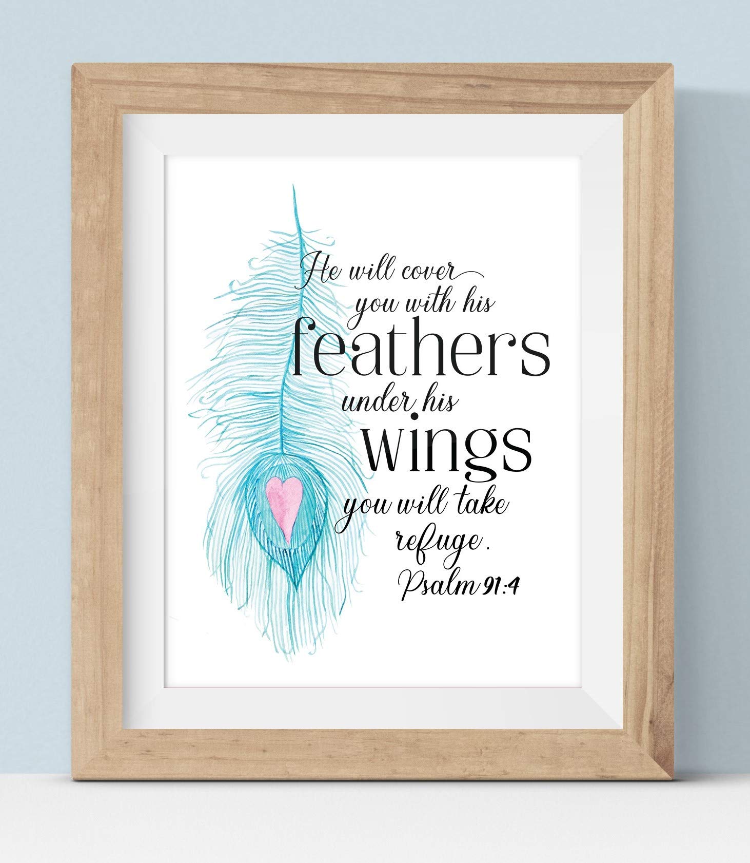 Buy He Will Cover You With His Feathers Wall Art, Psalm 91:4 Bible ...